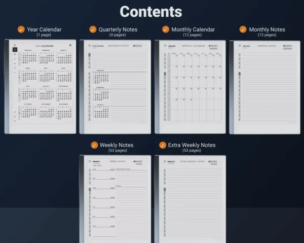 ReMarkable 2 Weekly Planner 2024 + 2025 - TabletTemplates.com