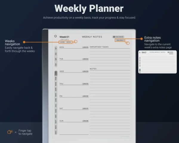 ReMarkable 2 Weekly Planner 2024 + 2025 - TabletTemplates.com