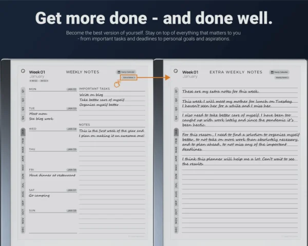 ReMarkable 2 Weekly Planner 2024 + 2025 - TabletTemplates.com