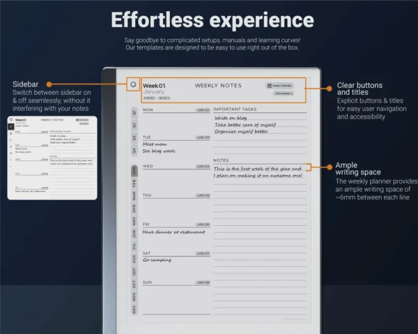 ReMarkable 2 Weekly Planner 2024 + 2025 - TabletTemplates.com