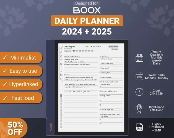 Boox Daily Planner 2024 + 2025 - TabletTemplates.com