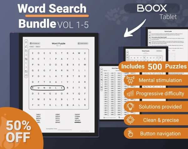 Boox Word Search Puzzle Games Bundle - TabletTemplates.com